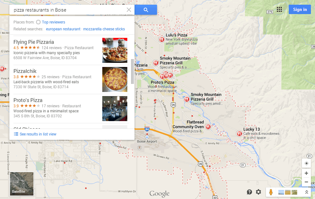 pizza restaurants in Boise Google Maps1 - Prime One Global LLC ...